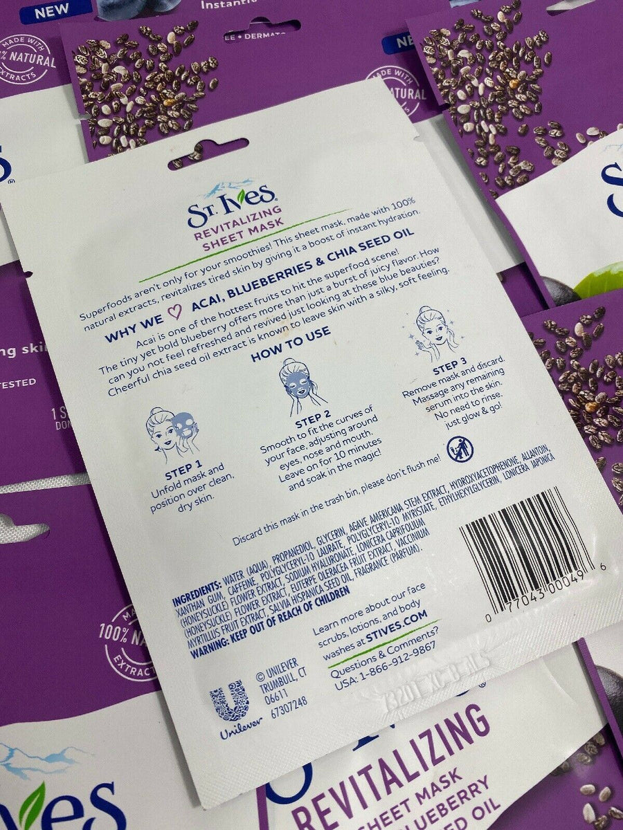 (19) St. Ives revitalizing Sheet Mask Açai Blueberry Face Hydrate Sing ...