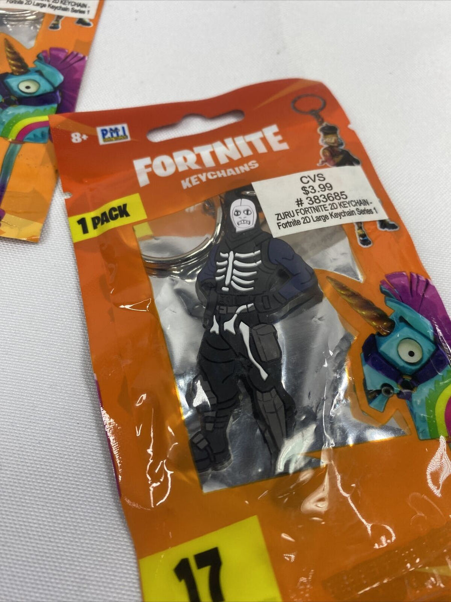 (3) Fortnite 2D Keychains Assault Rifle, Battle Bus , Skull Trooper Ke ...