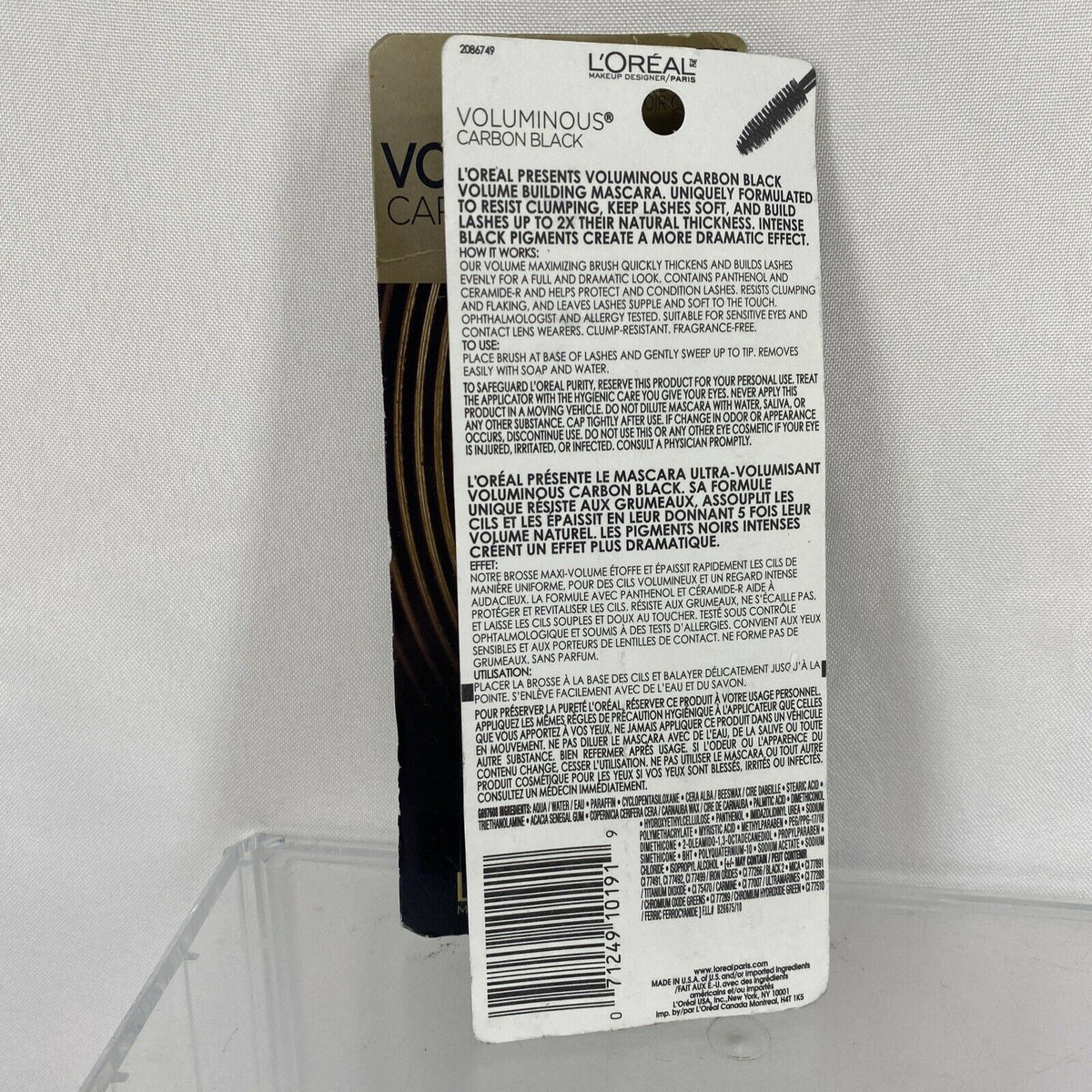 (2) L'Oreal 335 Carbon Black Voluminous Mascara Maximize Volume Wand ...