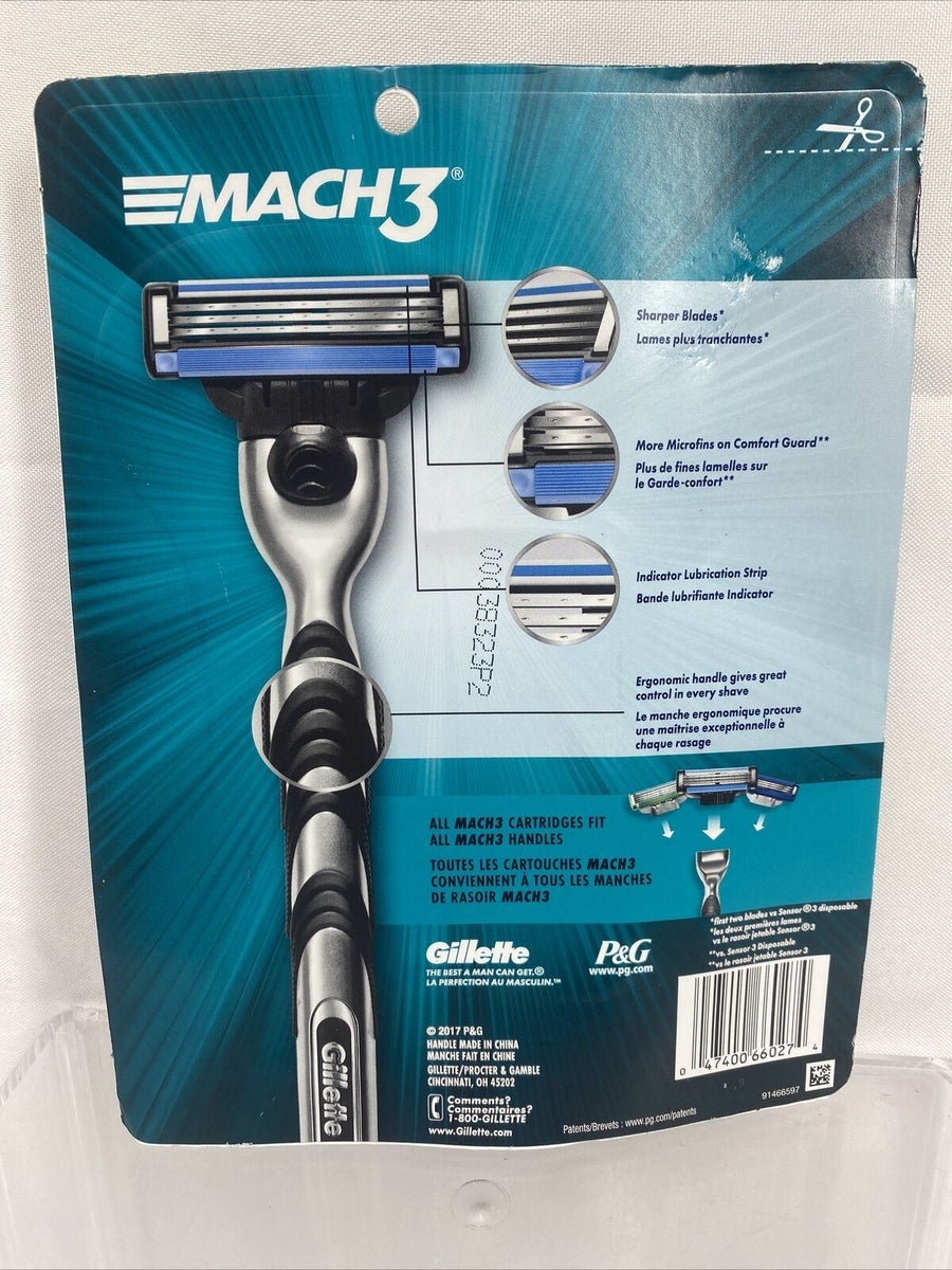 (2) Gillette Mach 3 Mach3 Original HANDLE Shaver Razor Blade 6 Refill ...