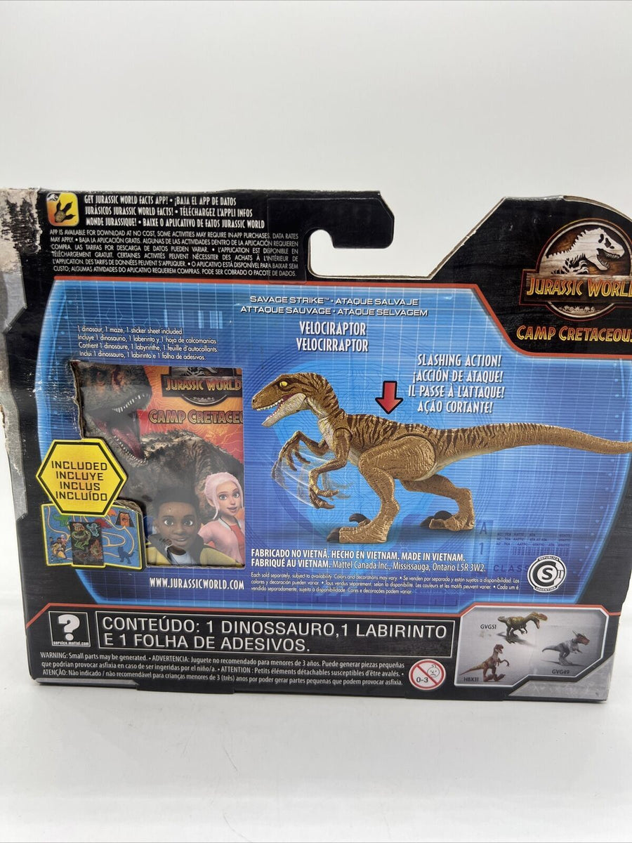 Jurassic World Camp Cretaceous Velociraptor Savage Strike 4" Dinosaur ...