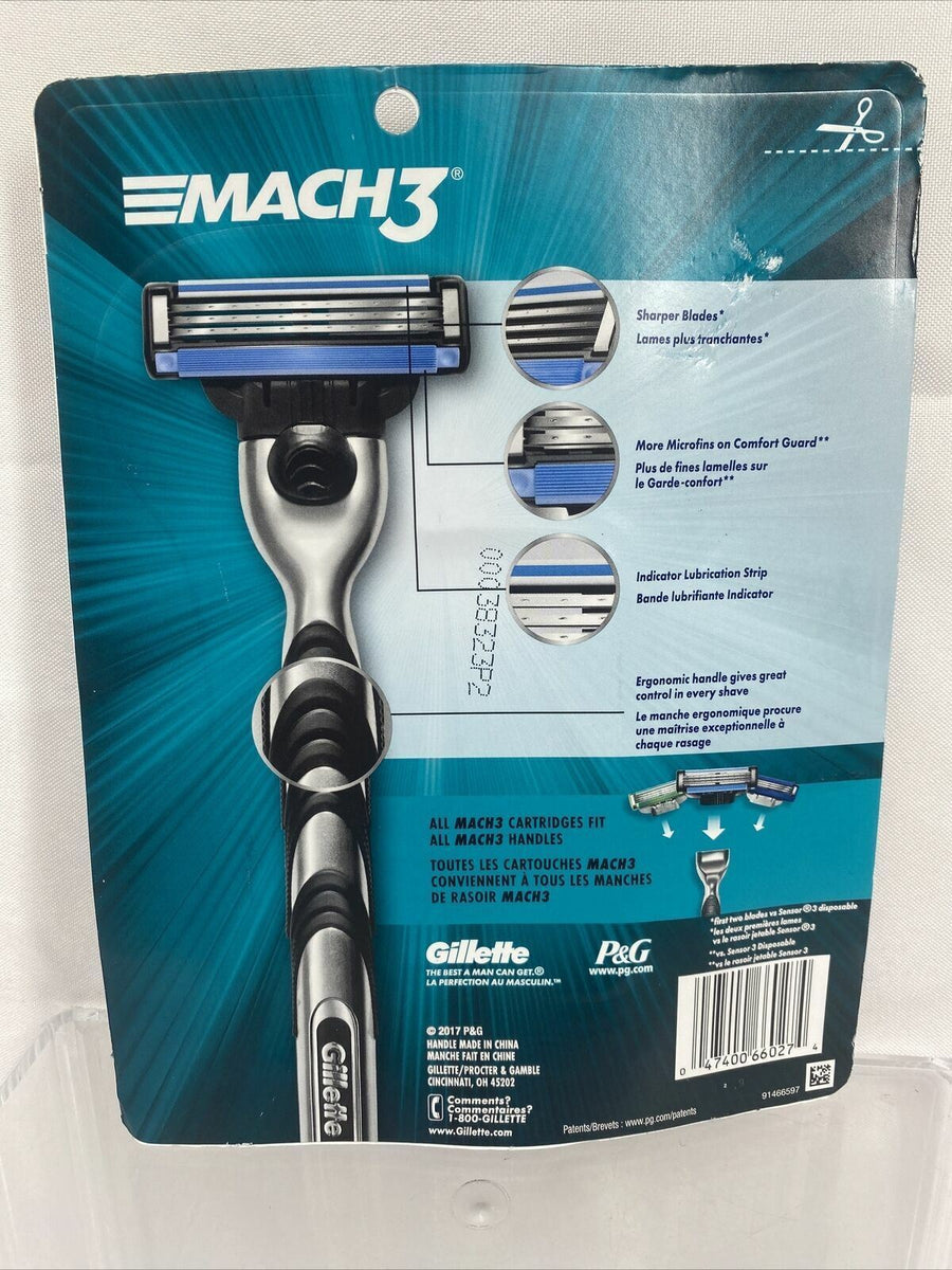 Gillette Mach 3 Mach3 Original HANDLE Shaver Razor Blade +6 Refill Car ...