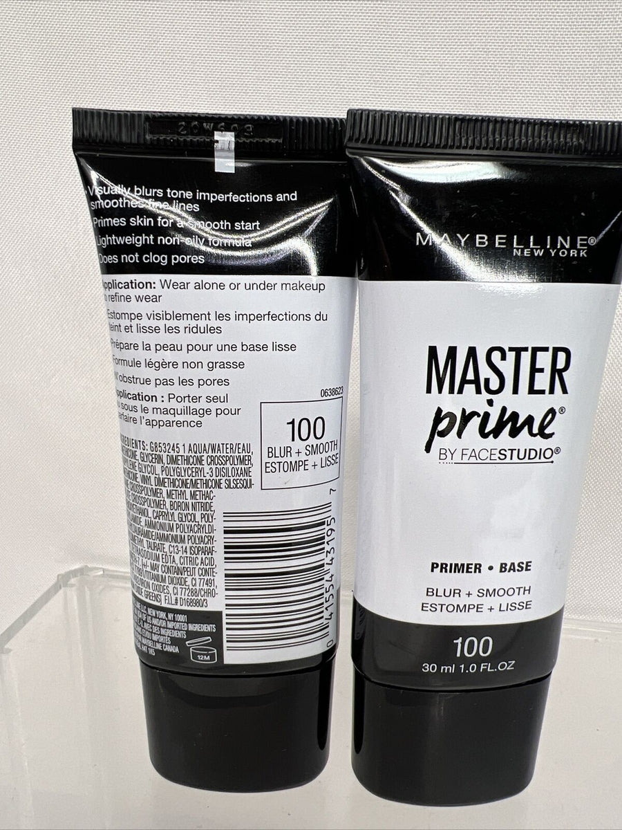 (2) Maybelline Master Prime Primer, 100 Blur + Smooth Universal Base ...