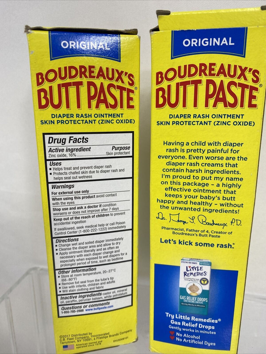 (2) Boudreaux's Original Butt Paste Diaper Rash Zinc Oxide 4 oz – Face ...
