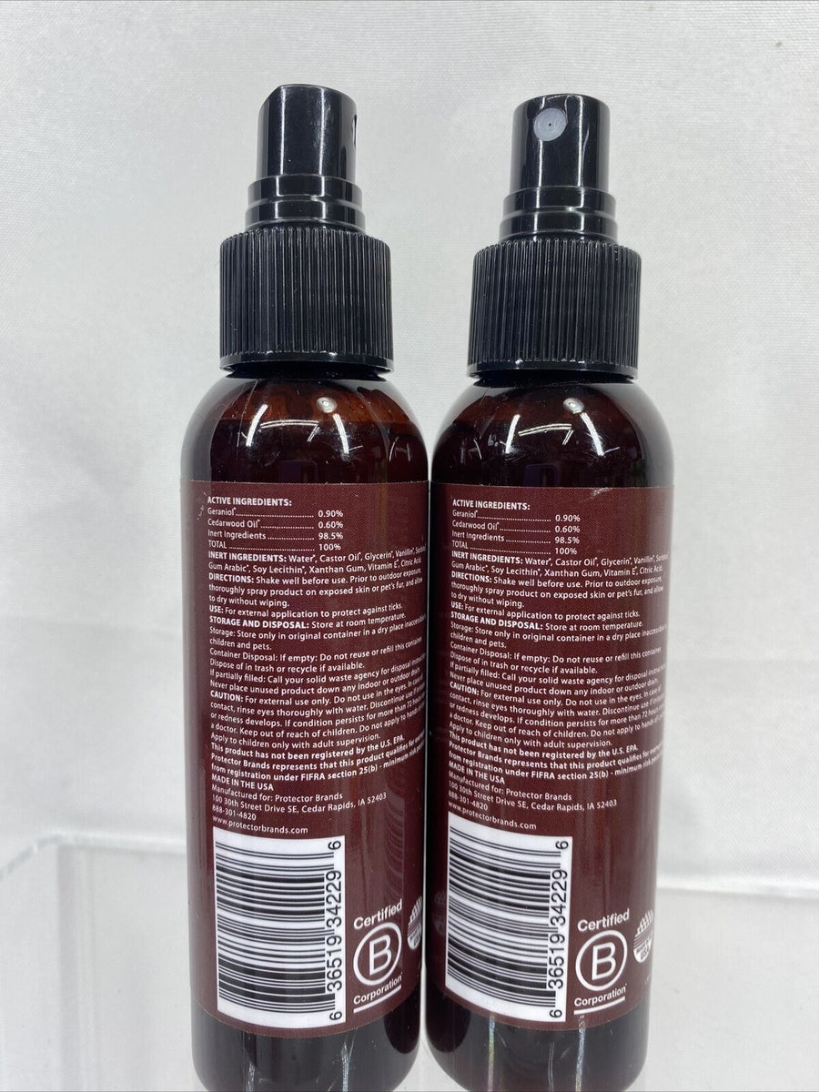 (2) Bug Protector All Natural Tick Repellent Spray Deet Free 4 oz ...