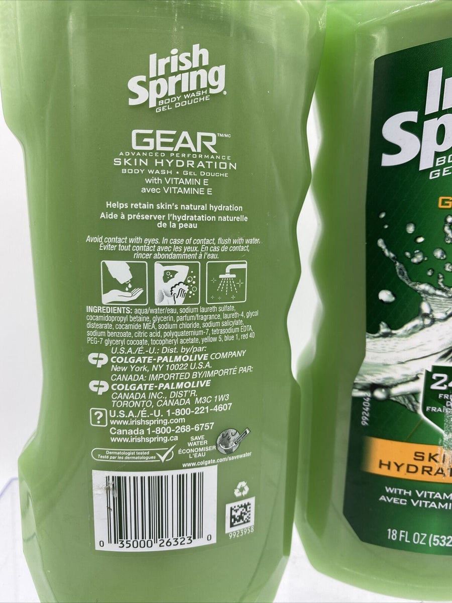 (2) Irish Spring Gear Hydration Men’s Body Wash Shower Gel 18 OZ – Face ...